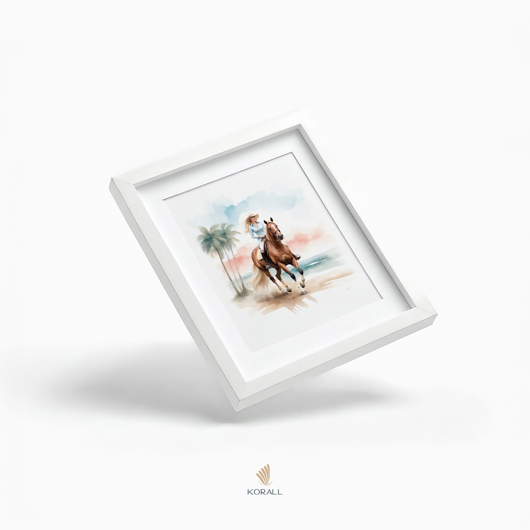 Woman Horseback Riding Poster Printable Naturalism Beach Rider Serene ...