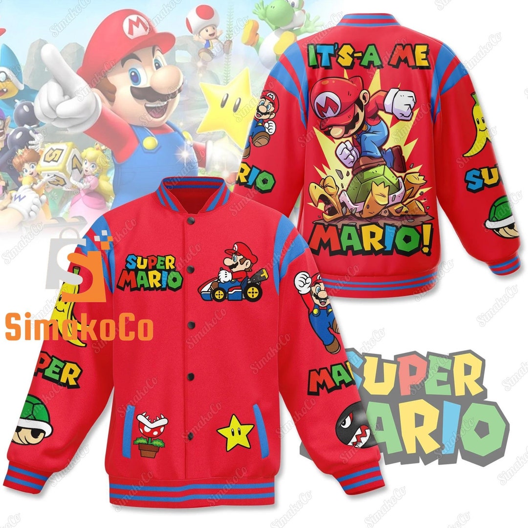Super Mario Baseball Jacket, Super Mario Jacket, Mario Baseball Jacket ...