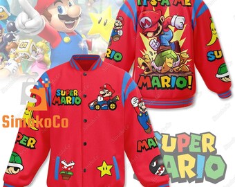 Super Mario Baseball Jacket, Mario Baseball Jacket, Custom Super Mario ...
