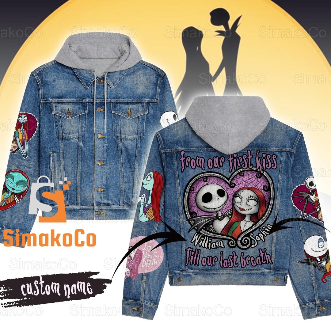 Jack Sally Denim Jacket, Jack Skellington Denim Jacket, Sally Denim ...