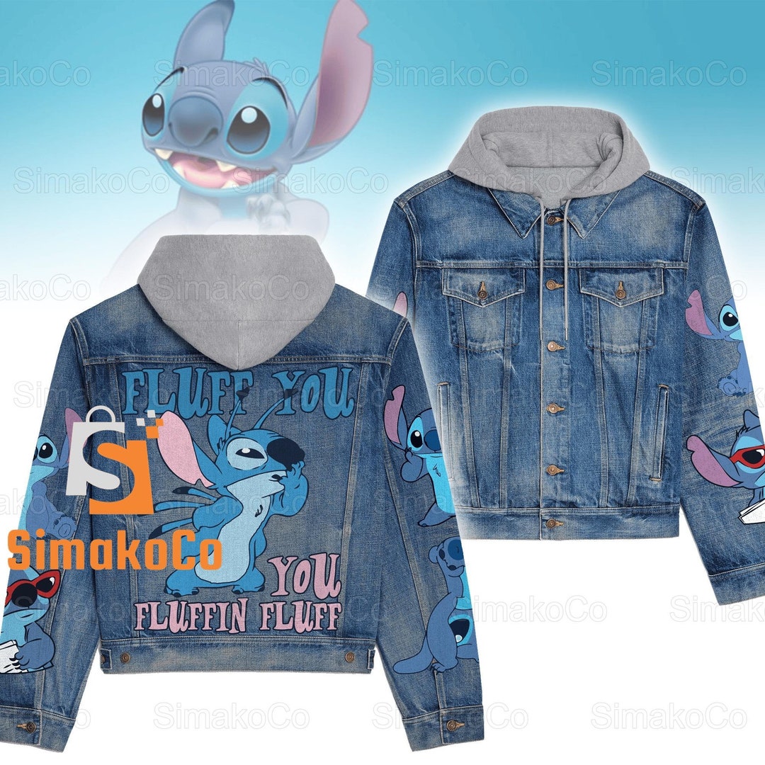 Stitch Youth Jacket, Stitch Denim Jacket, Disney Stitch Jacket, Funny ...