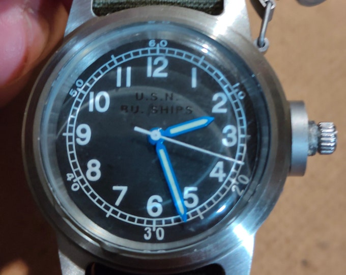 US Navy BU Ships Watch With Canteen Crown Cover New With Original Box ...