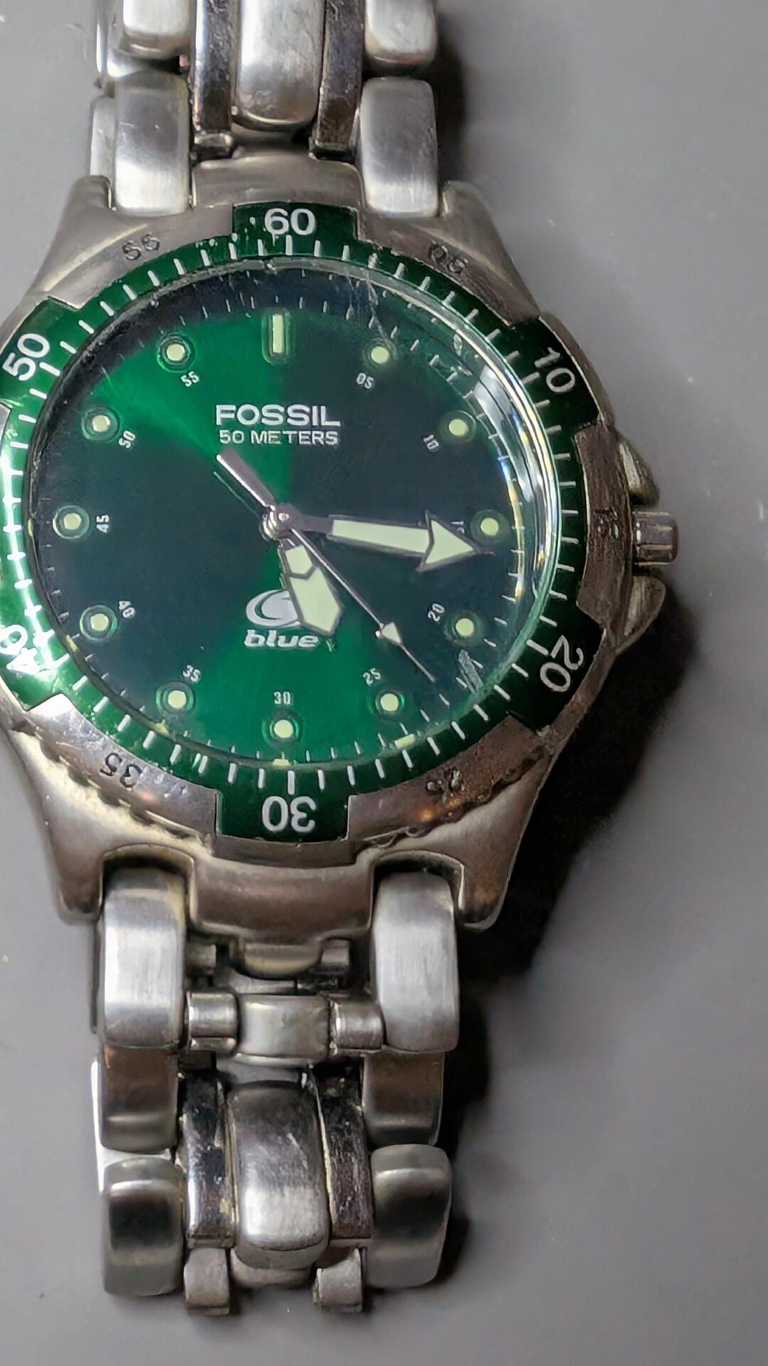 Fossil Green Dial Quartz Diver Style Watch With New Battery and ...