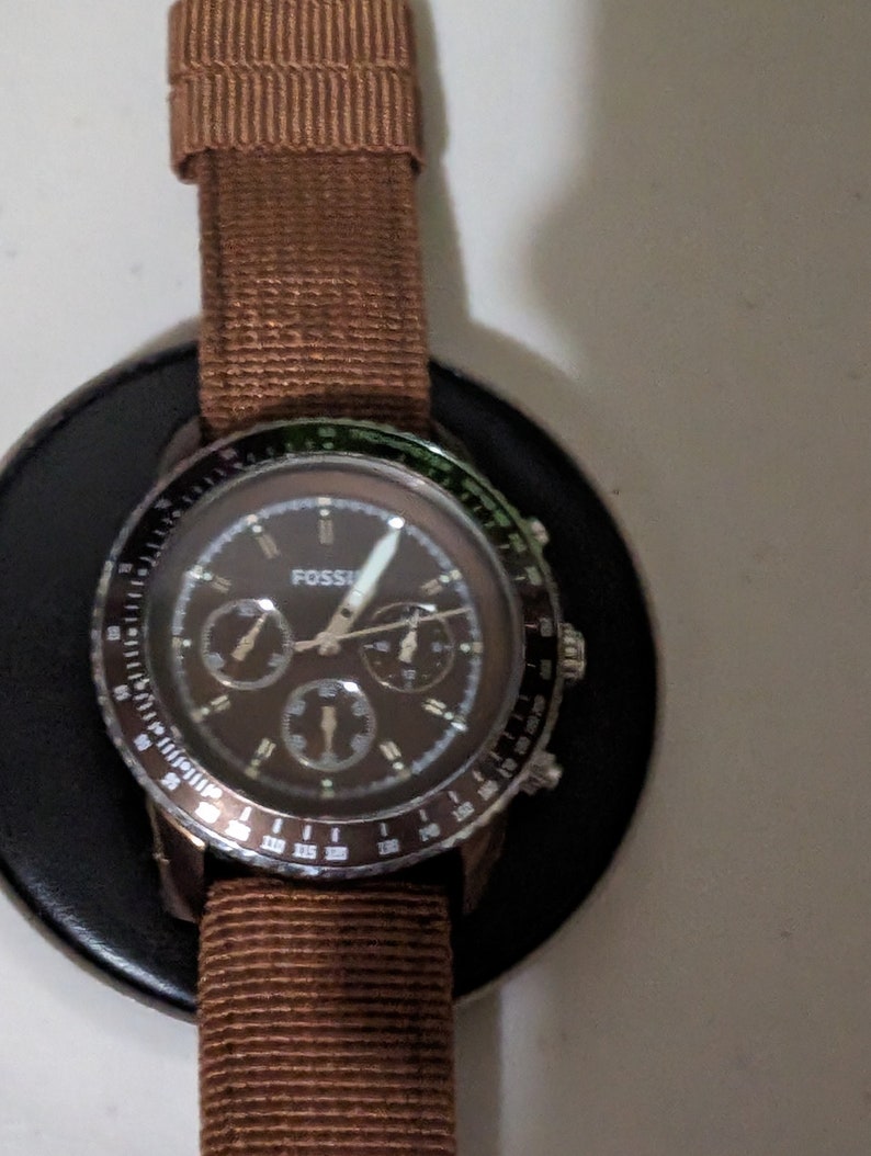 Rare Vintage Fossil Brown Dial and Face Quartz Tachymeter Watch With ...