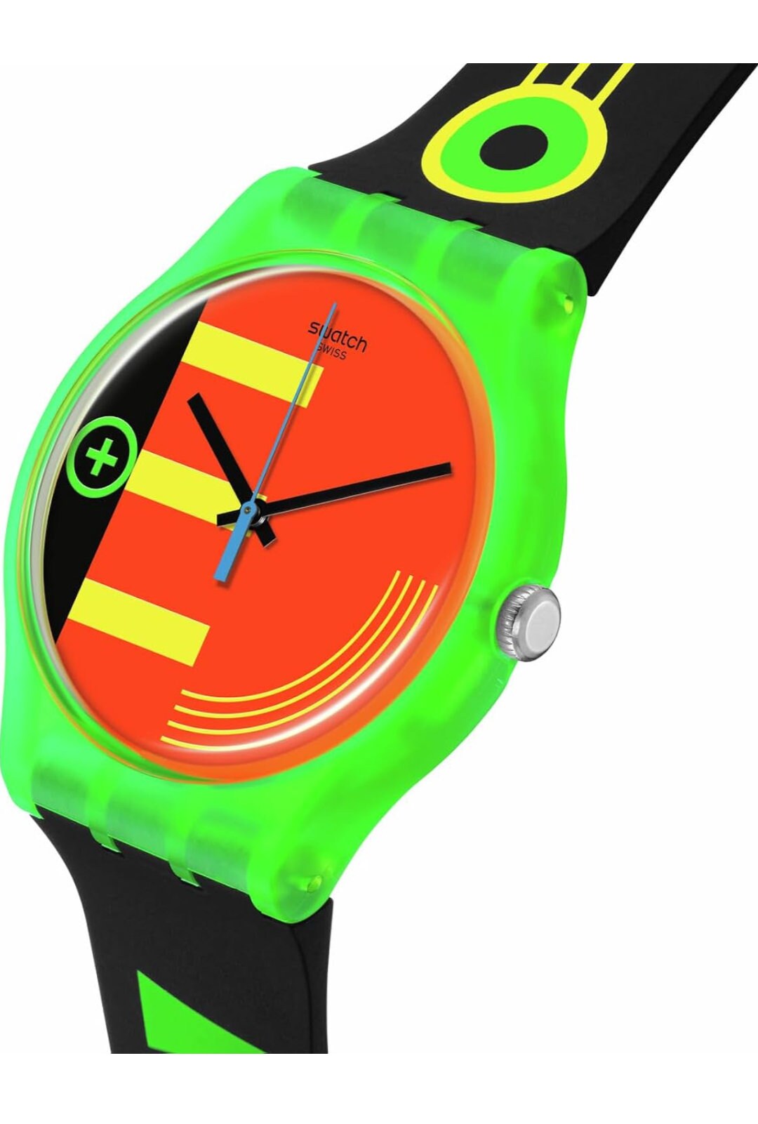 New Swatch Casual Watch Green Quartz Bio-sourced NEON RIDER With ...