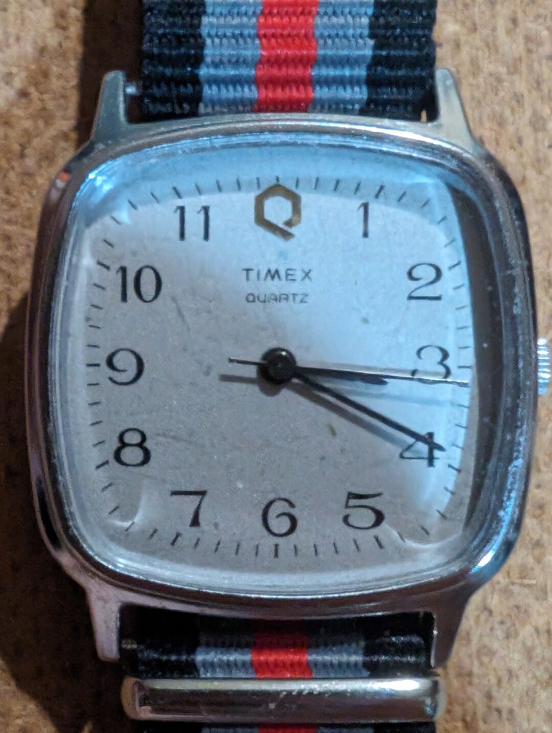 VINTAGE TIMEX Q Cell Square Bezel Quartz Silver Dress Watch. Keeps ...