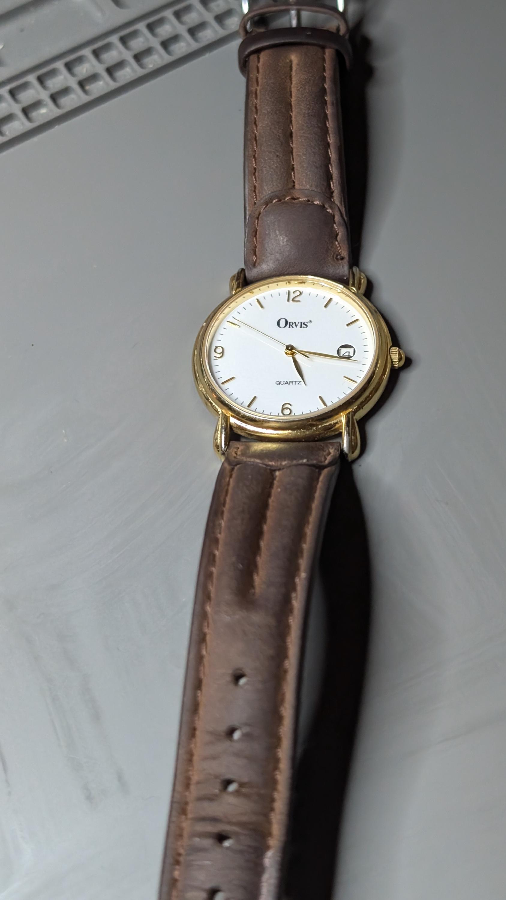 Orvis Quartz Dress Watch With Original Weathered Leather Band. Watch ...