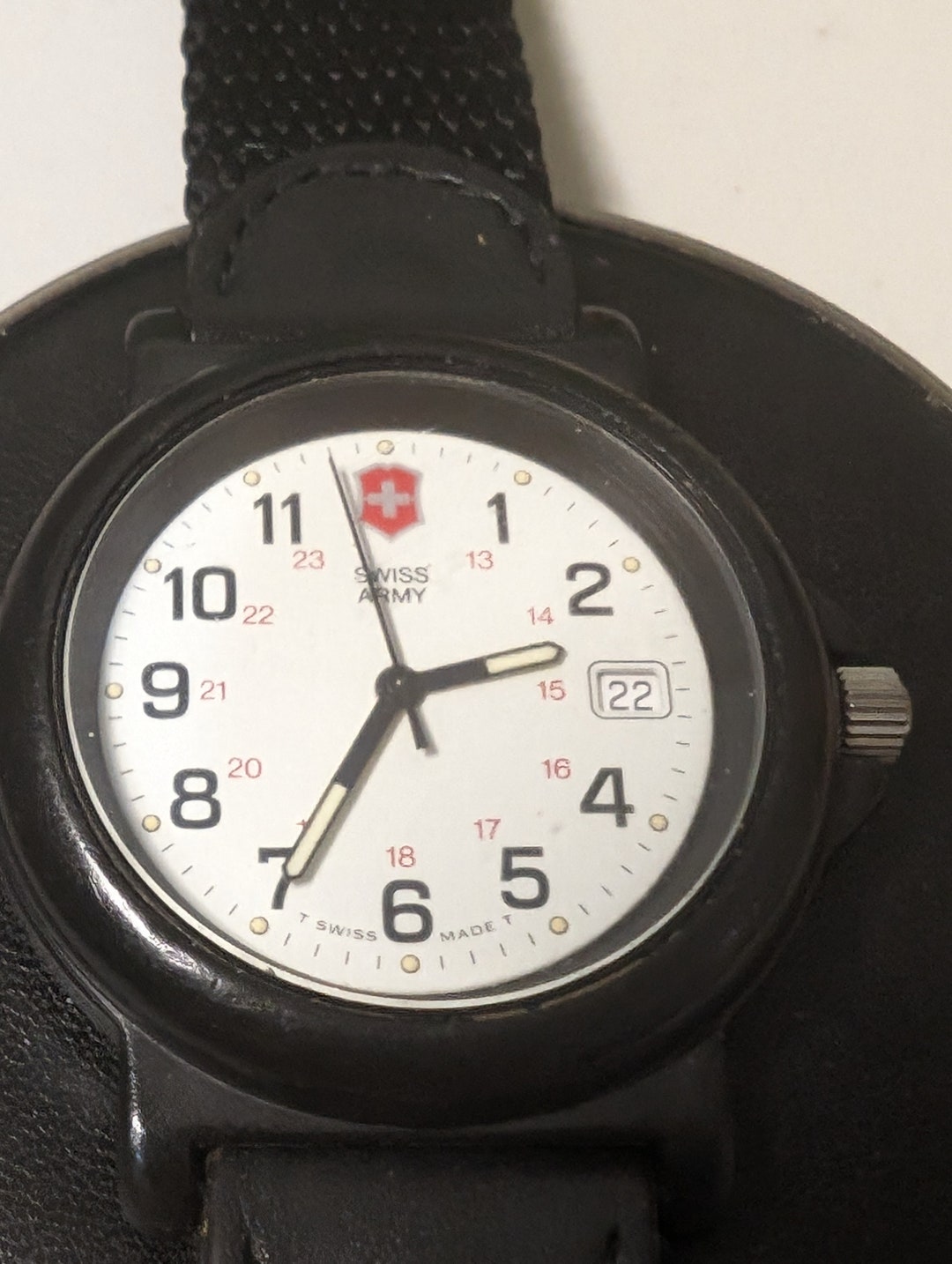 Vintage Swiss Army Watch With New Battery and Original Leather and Web ...