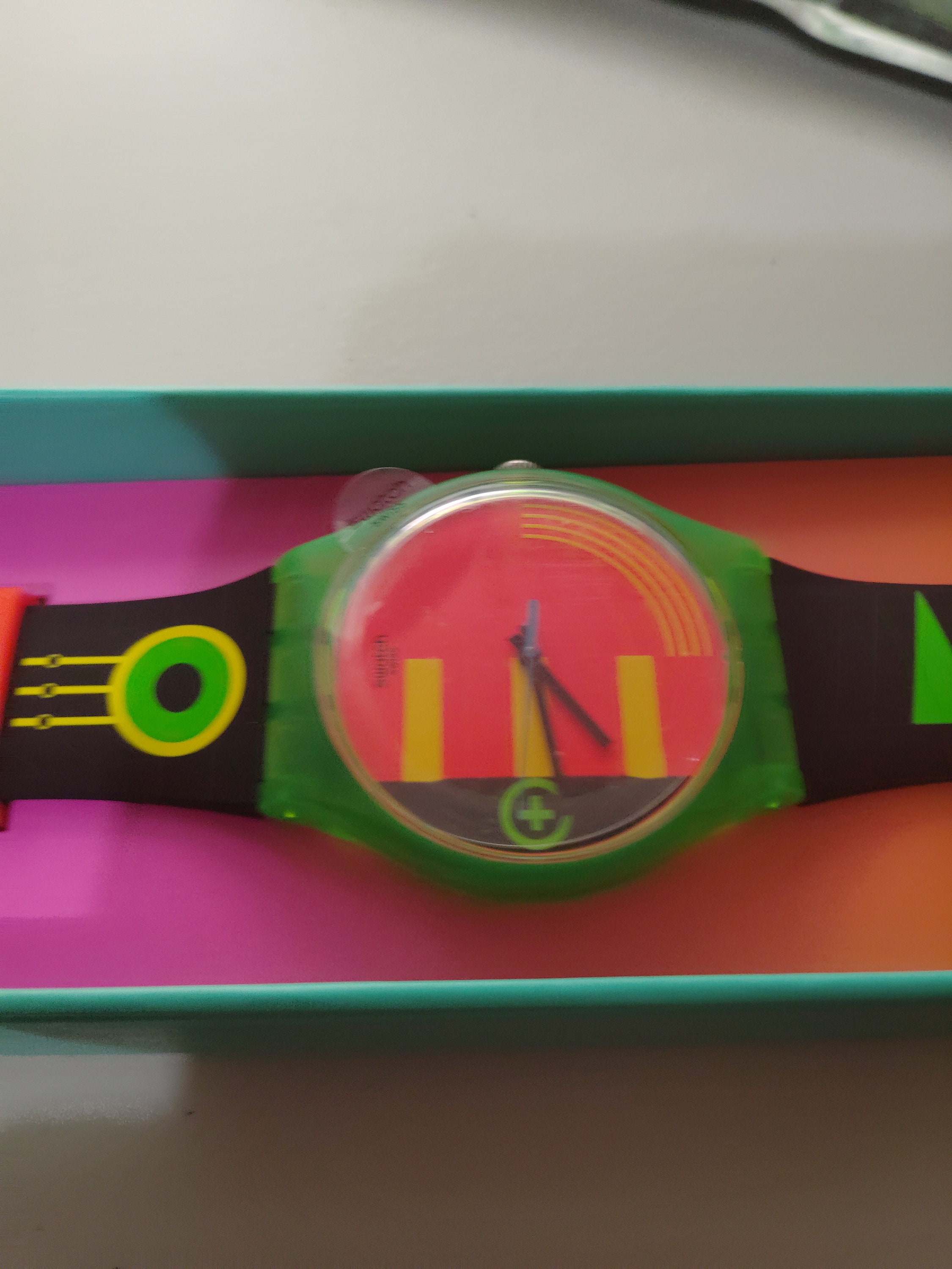 New Swatch Casual Watch Green Quartz Bio-sourced NEON RIDER With ...