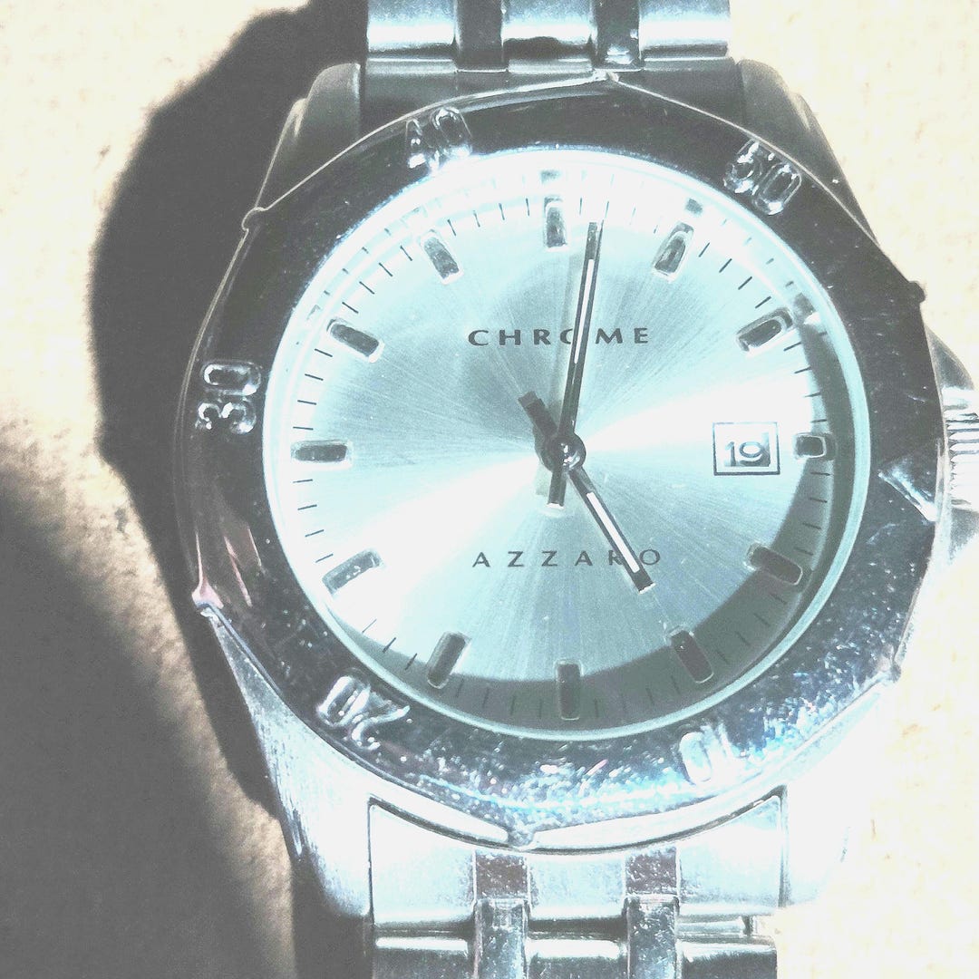 Chrome Azzaro Quartz Watch With New Battery. Has Silver Chrome Azzaro Quartz Watch With New Battery. Has Silver