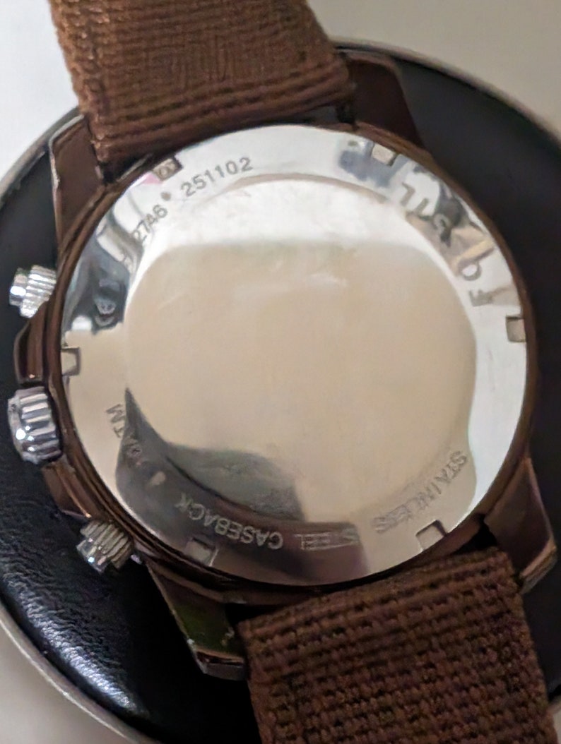 Rare Vintage Fossil Brown Dial and Face Quartz Tachymeter Watch With ...