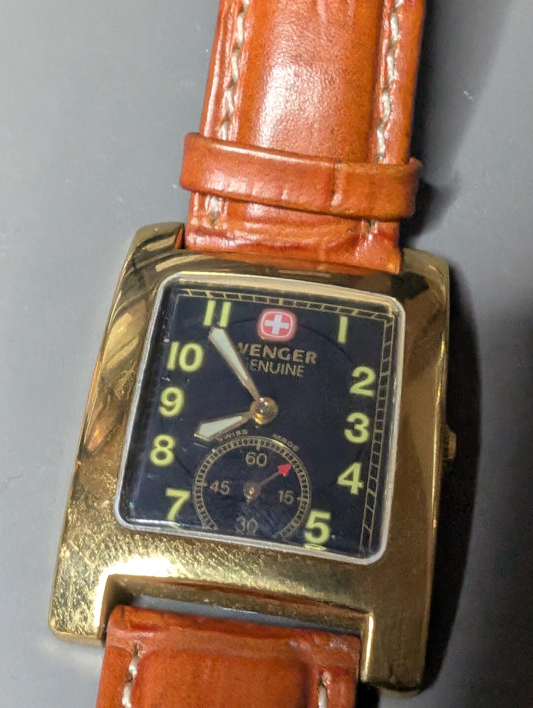 Vintage Wenger Genuine Rectangular Quartz Watch W/ Original Band and ...