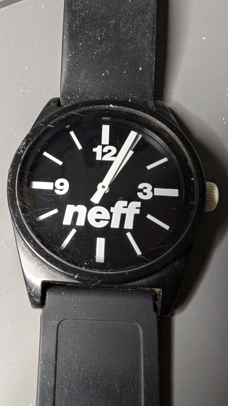 Neff Daily Black Quartz Watch With New Battery. Very Good Condition and ...