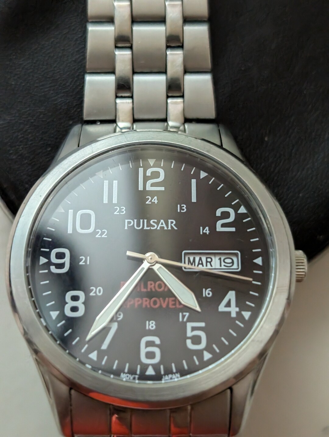 Rare Unused Pulsar Black Dial Railroad Approved Watch. Has New Battery ...