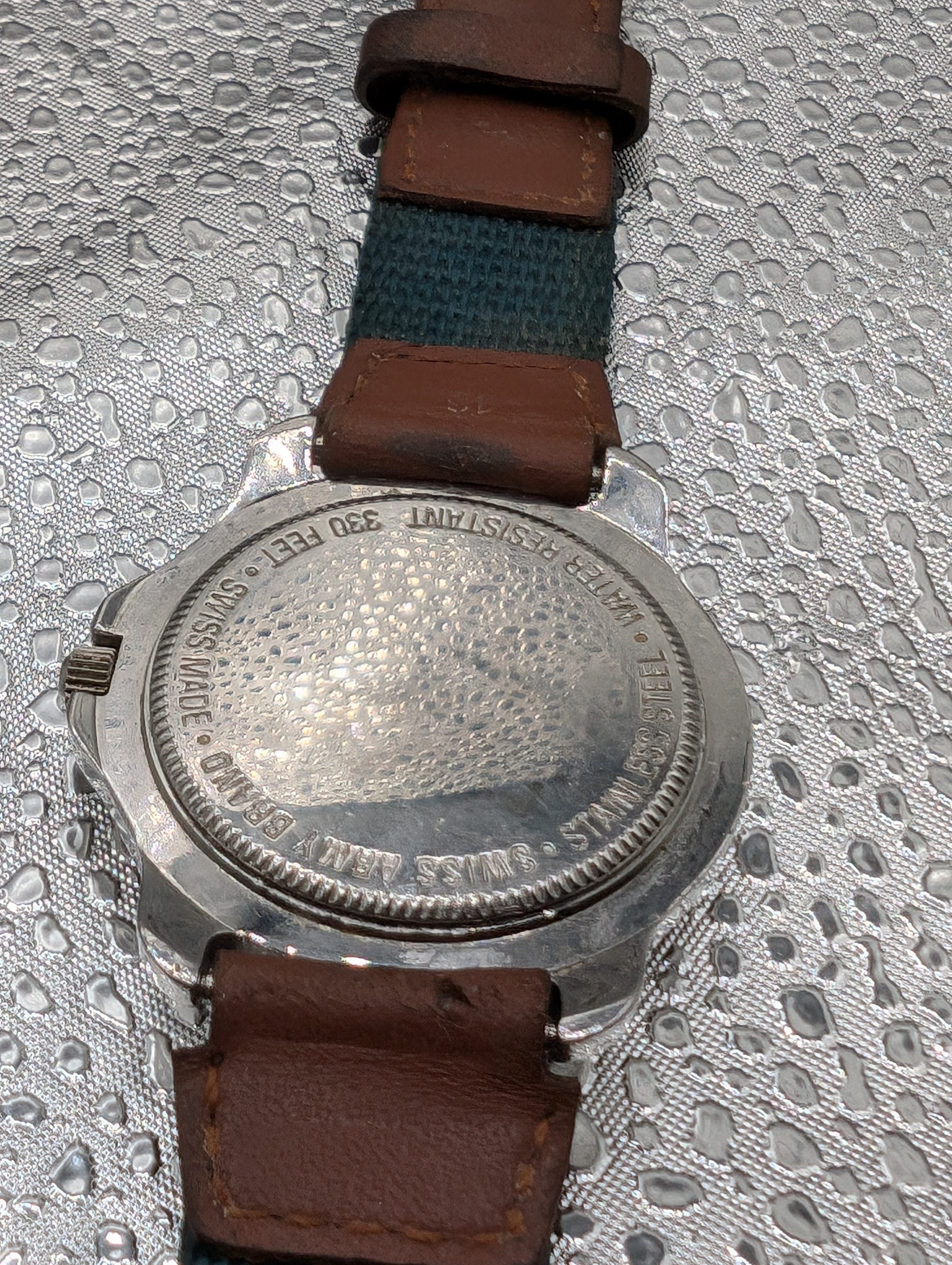 Vintage Swiss Army Diver Style Watch Original Leather and Green Band ...