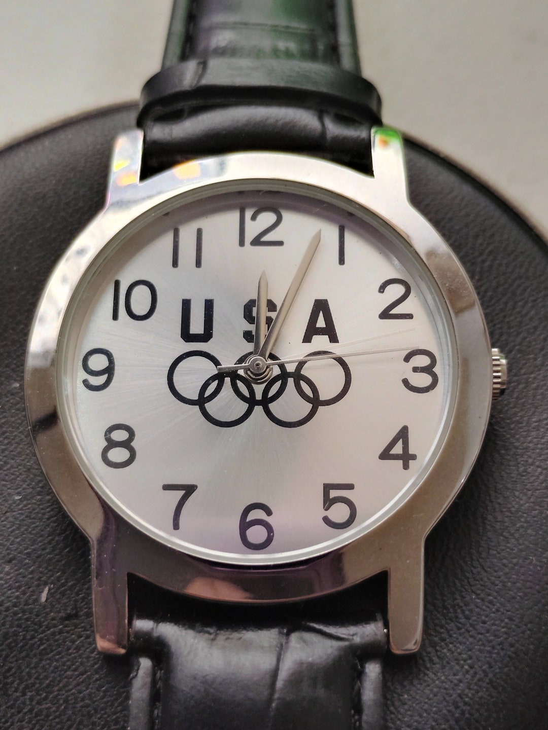 New USA Olympics Team Quartz Watch With Leather Band. Keeps Good Time ...