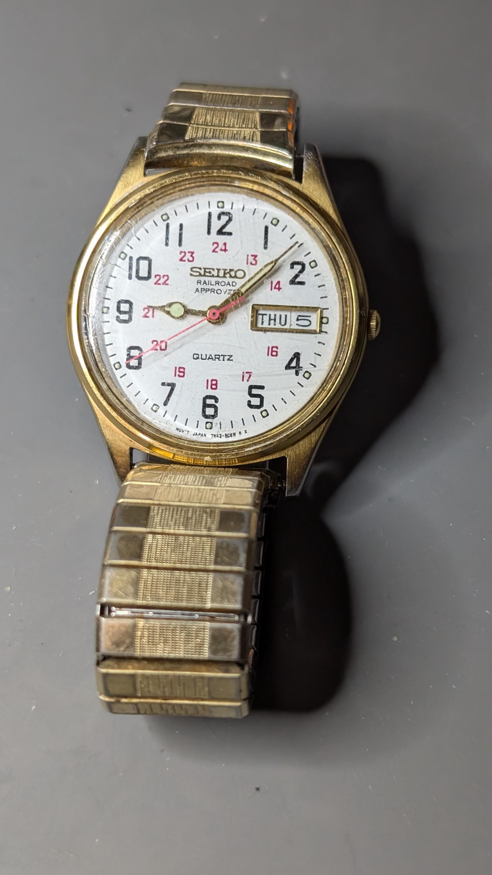 Vintage Seiko Quartz Railroad Approved Watch With New Movement, Stem ...