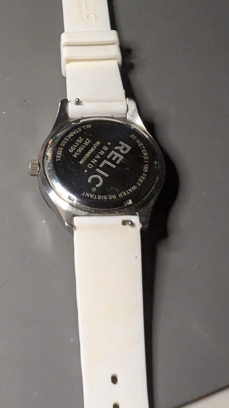 Vintage Relic Purple Bezel Quartz Watch With White Band. Has New ...