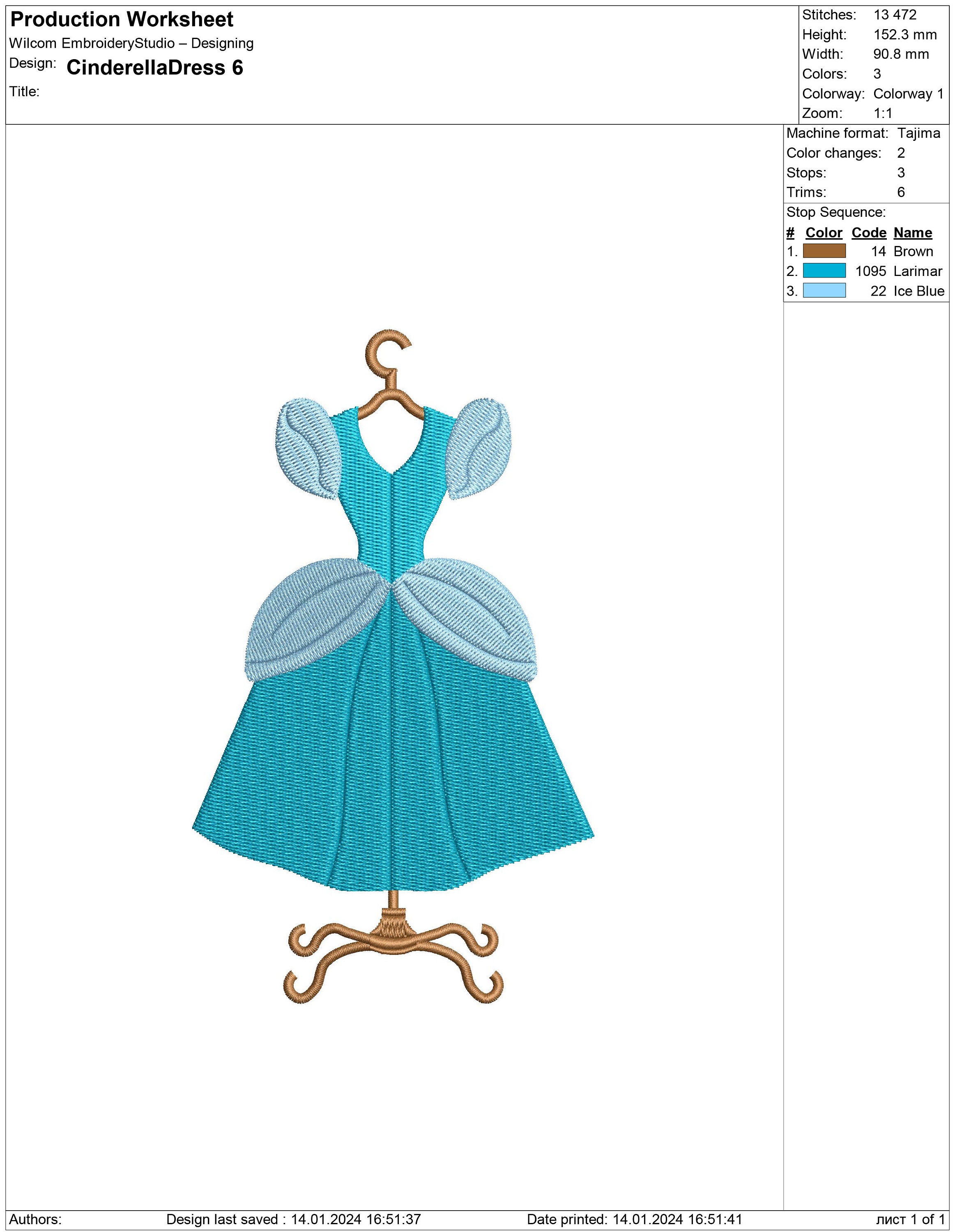 Cinderella Inspired. Princess Cinderella's Dress on a Hanger. Machine ...