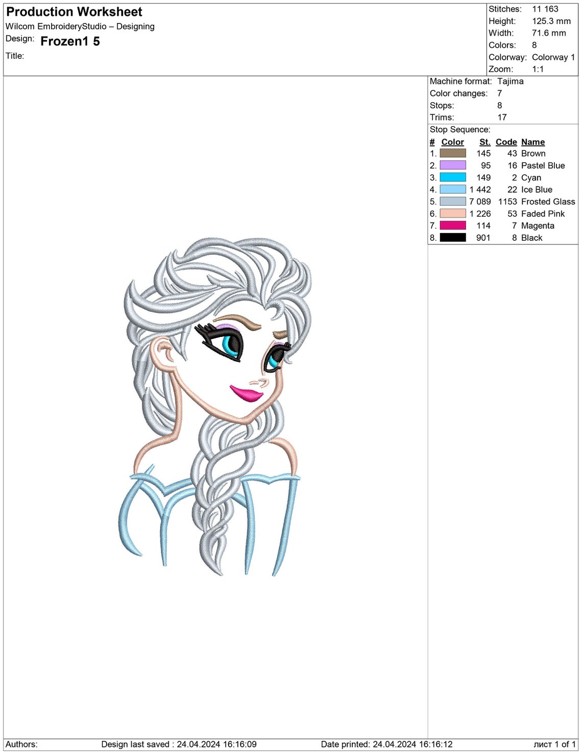 Princess Elsa, Frozen Inspired. Machine Embroidery Design File. Install ...
