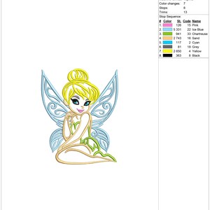Tinkerbell – Fairy Tinker Bell Inspired. Machine Embroidery Design File ...