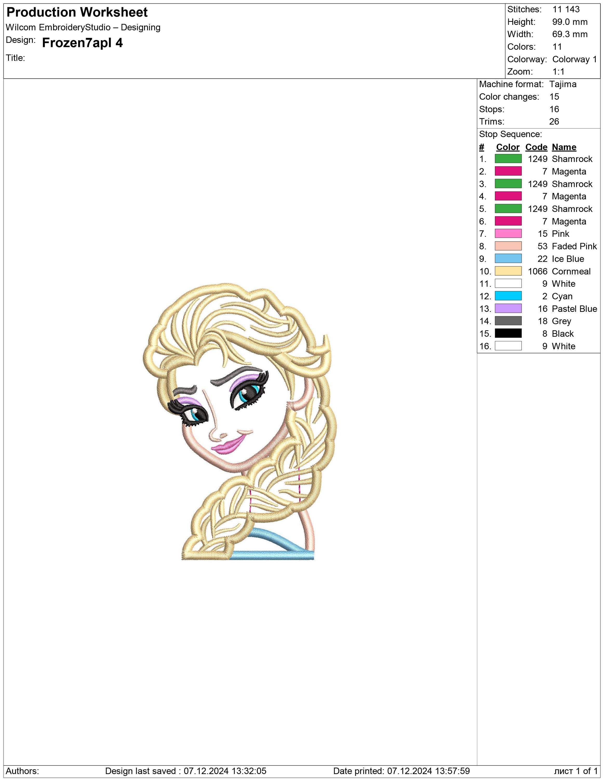 Princess Elsa, Frozen Inspired. Machine Embroidery Design File ...