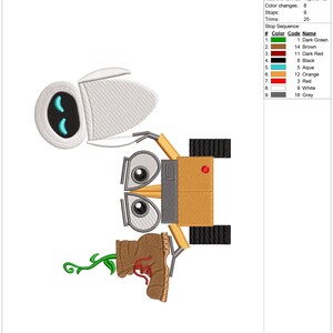 WALL-E and Eve Inspired. Machine Embroidery Design File. Install ...