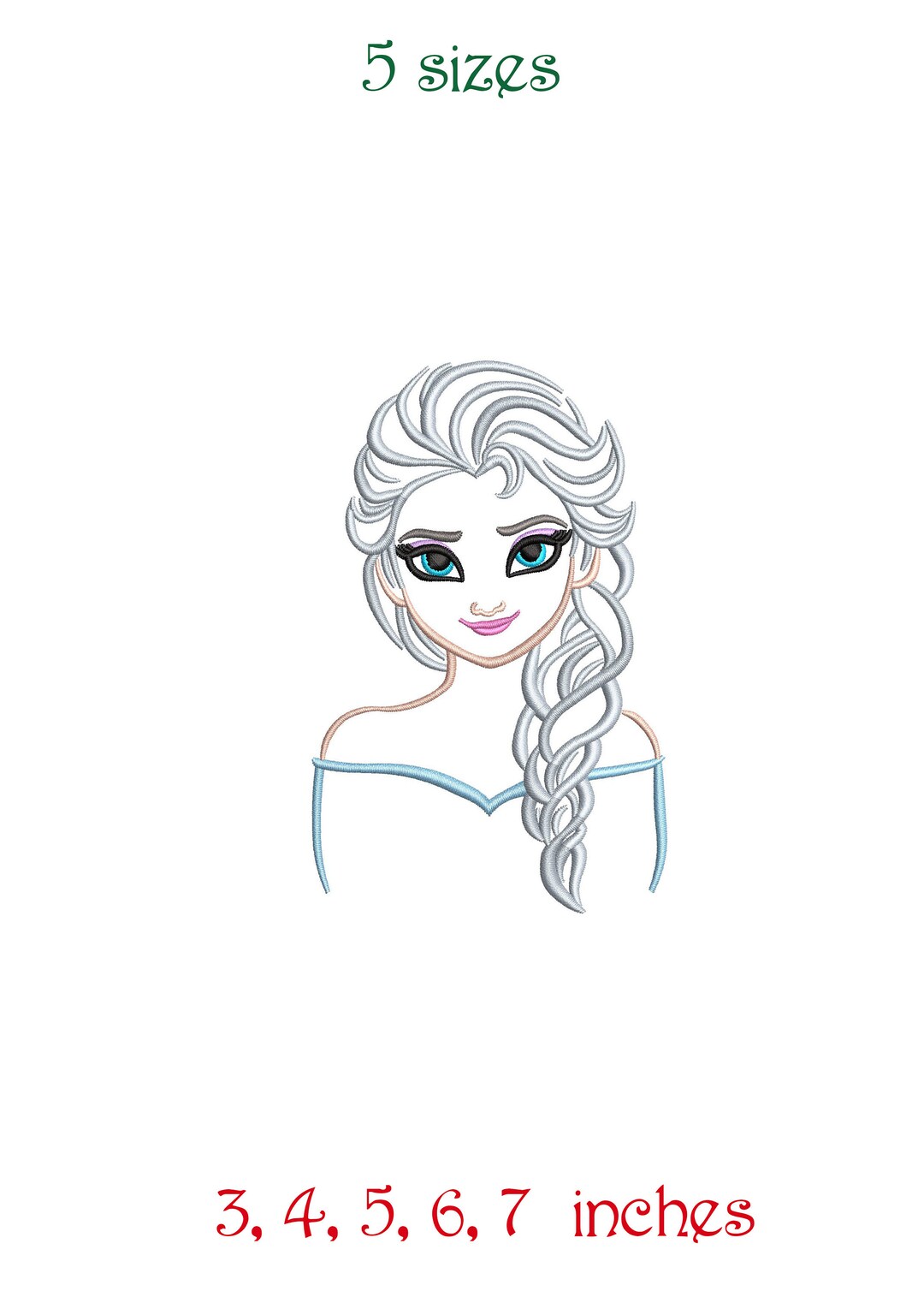 Princess Elsa, Frozen Inspired. Machine Embroidery Design File. Install ...