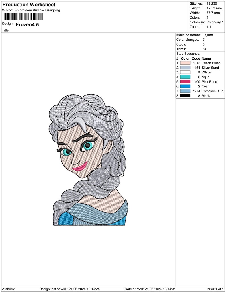 Princess Elsa, Frozen Inspired. Machine Embroidery Design File. Install ...