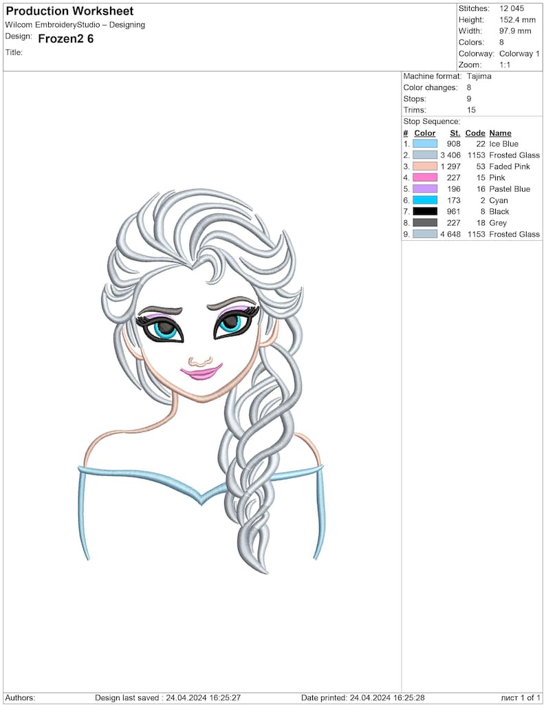Princess Elsa, Frozen Inspired. Machine Embroidery Design File. Install ...