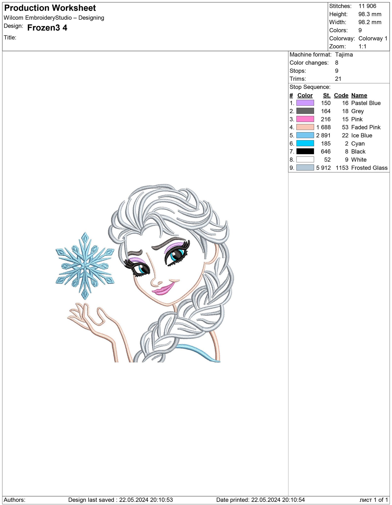 Princess Elsa, Frozen Inspired. Machine Embroidery Design File. Install ...