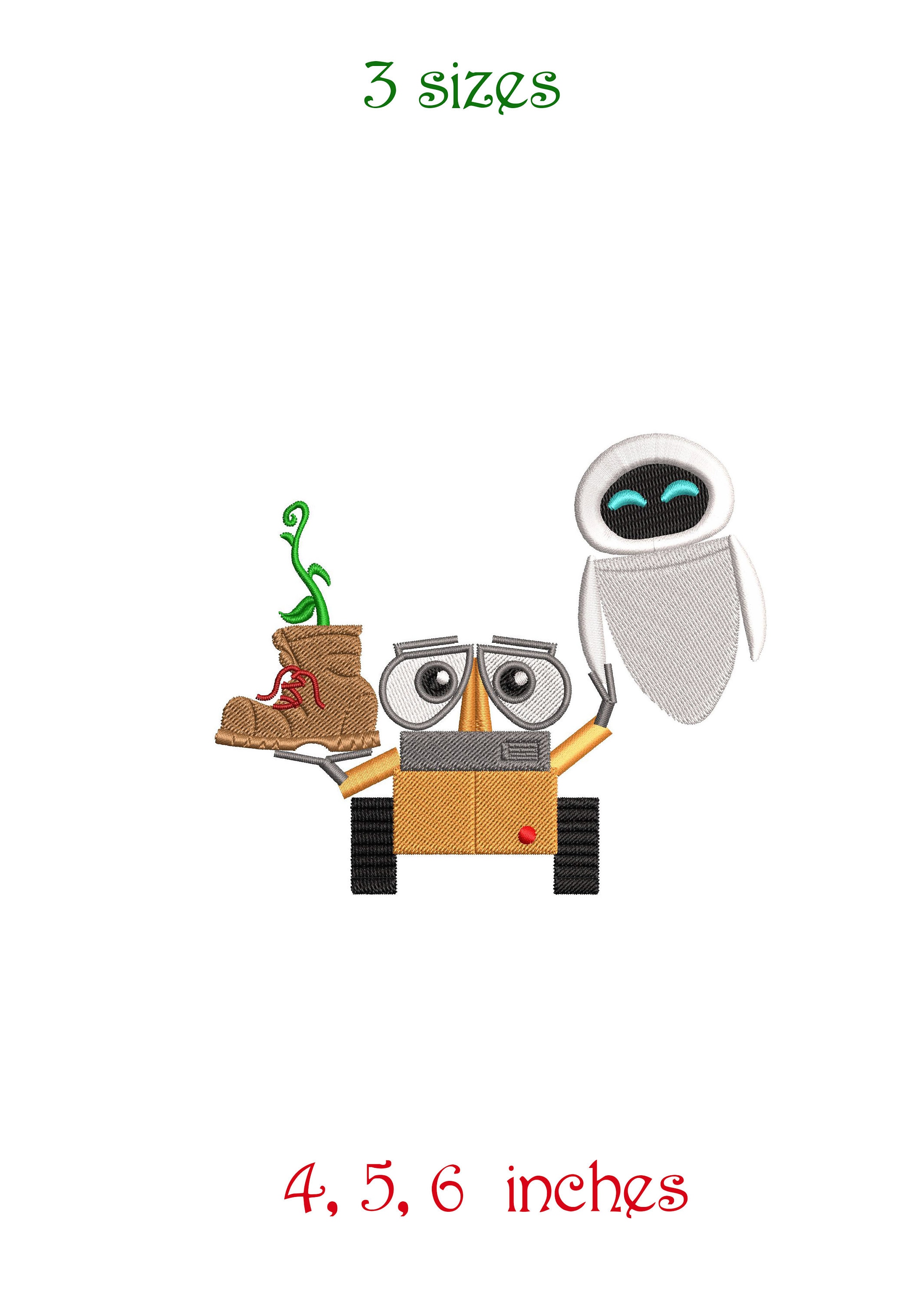 WALL-E and Eve Inspired. Machine Embroidery Design File. Install ...