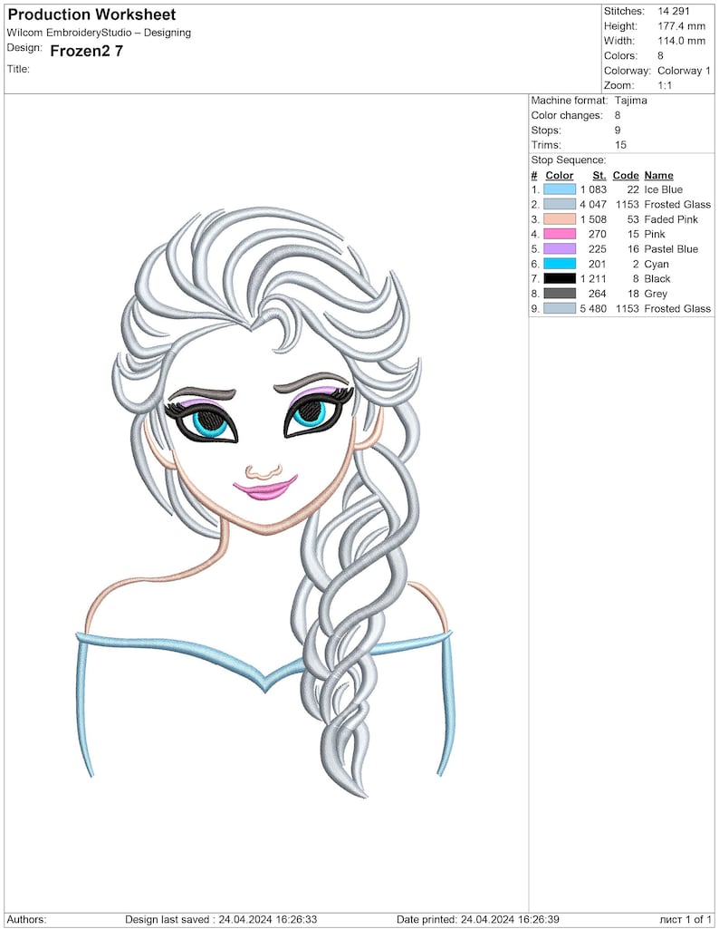 Princess Elsa, Frozen Inspired. Machine Embroidery Design File. Install ...