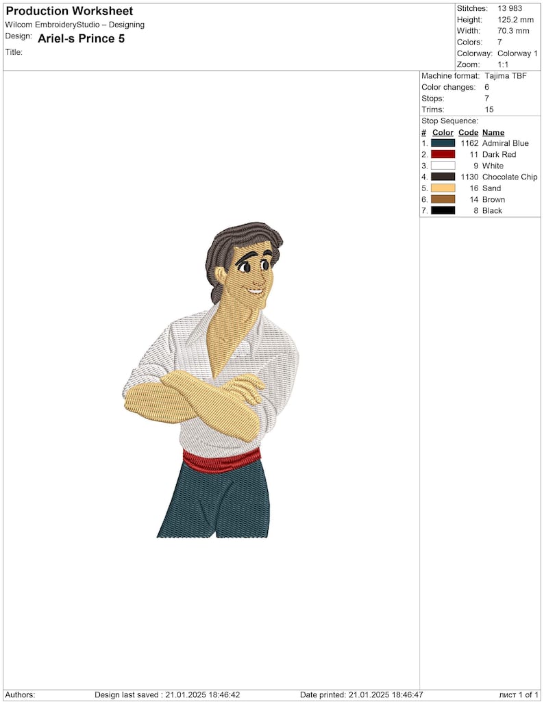 The Little Mermaid Inspired. Prince Eric. Machine Embroidery Design ...