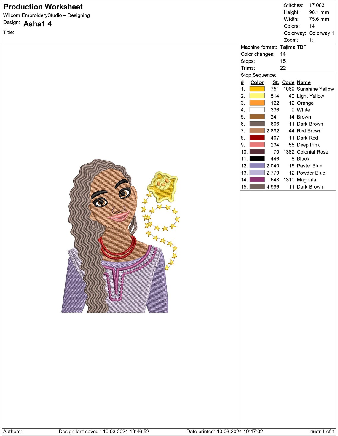 Asha and Star – Wish Inspired. Machine Embroidery Design File. Install ...