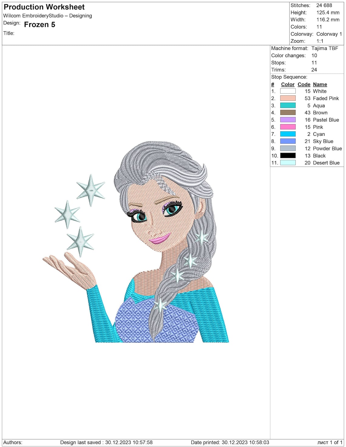 Princess Elsa, Frozen Inspired. Machine Embroidery Design File. Install ...