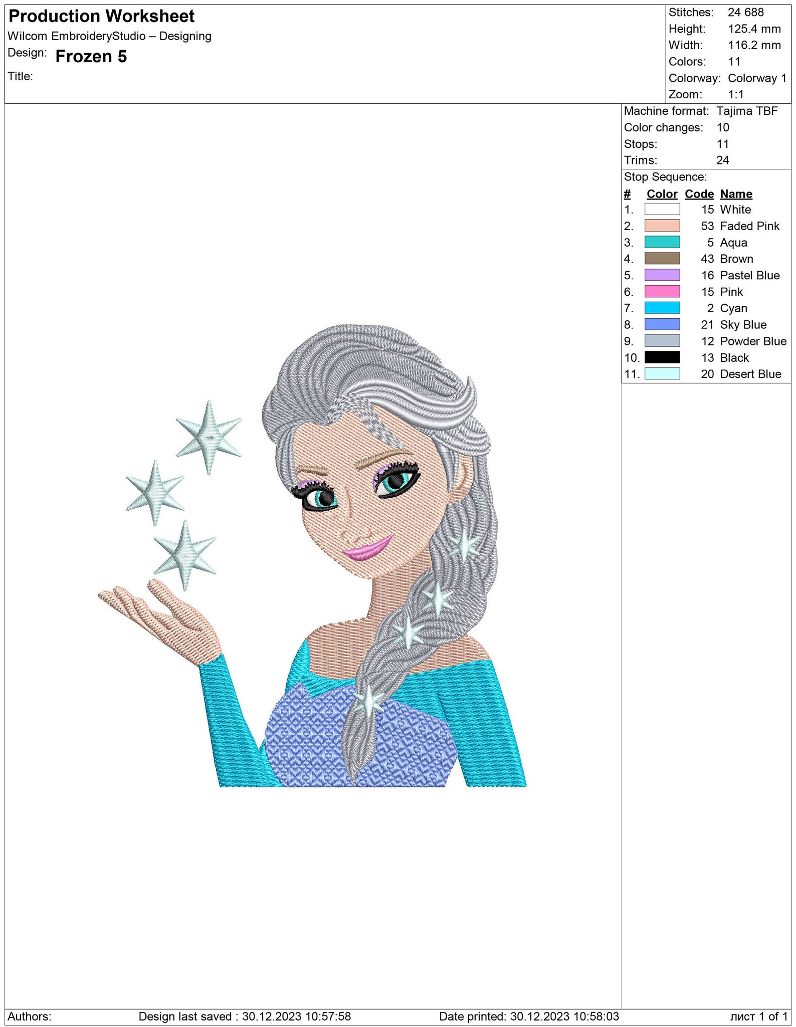 Princess Elsa, Frozen Inspired. Machine Embroidery Design File. Install ...