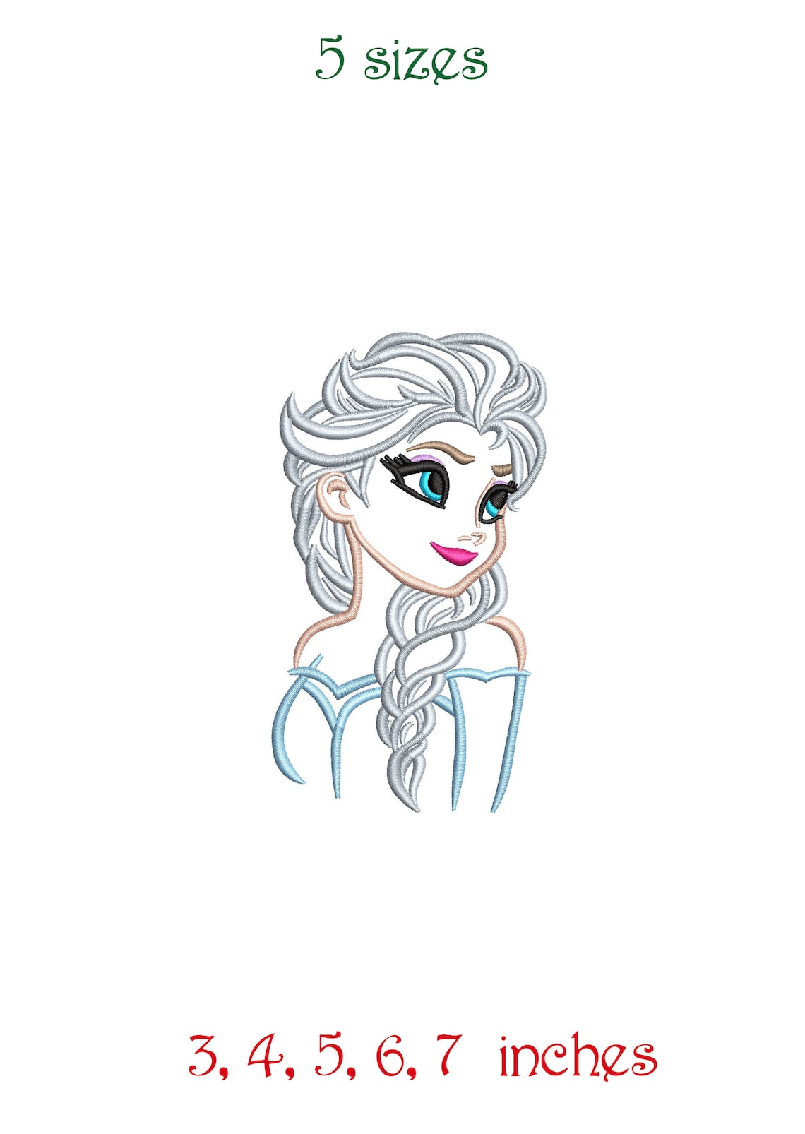 Princess Elsa, Frozen Inspired. Machine Embroidery Design File. Install ...