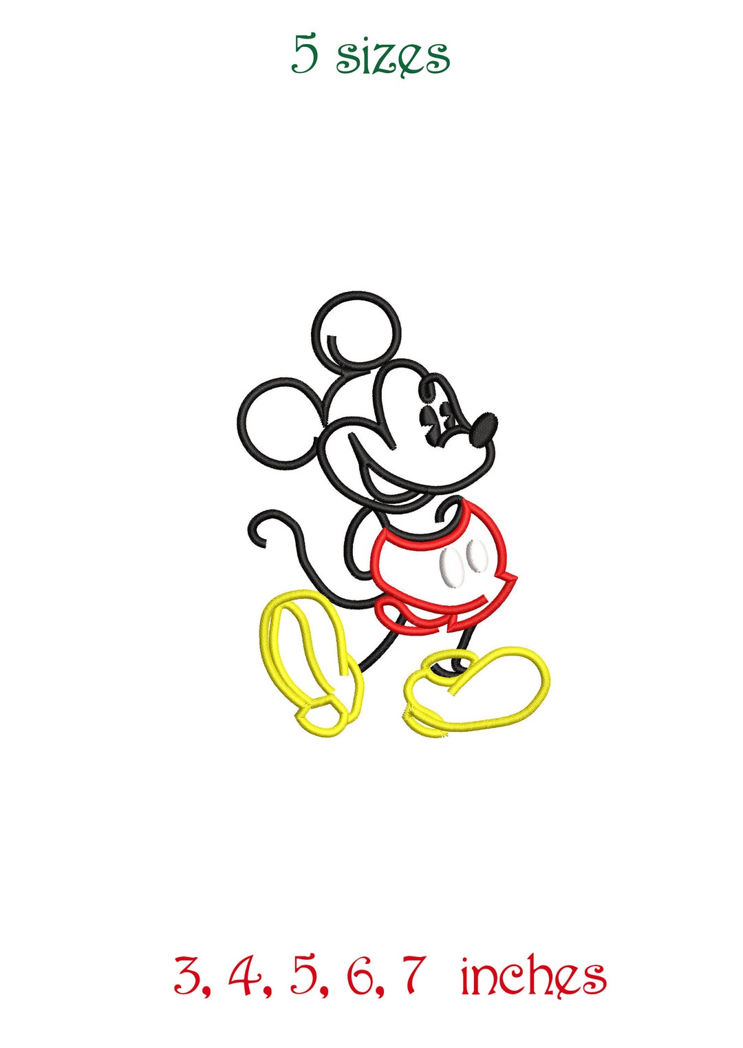 Artistic Sketch Mickey Mouse. Outline Machine Embroidery Design ...