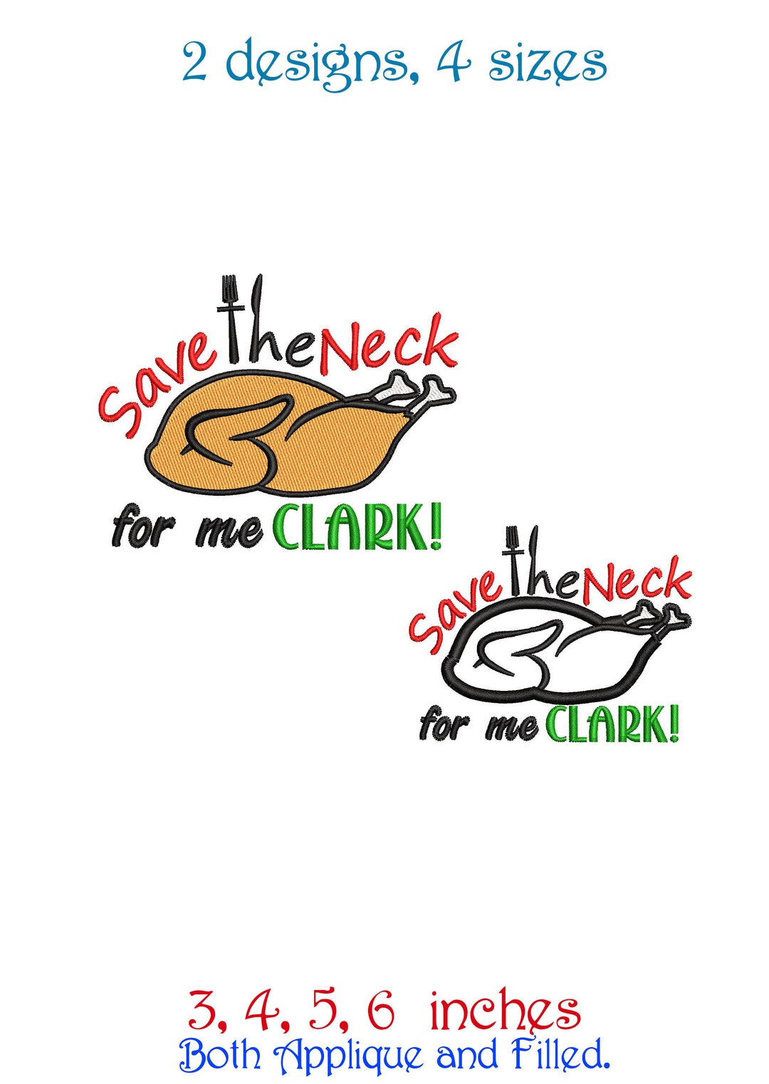 Machine Embroidery Design. Save the Neck for Me Clark! National Lampoon ...