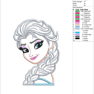 Princess Elsa, Frozen Inspired. Machine Embroidery Design File ...