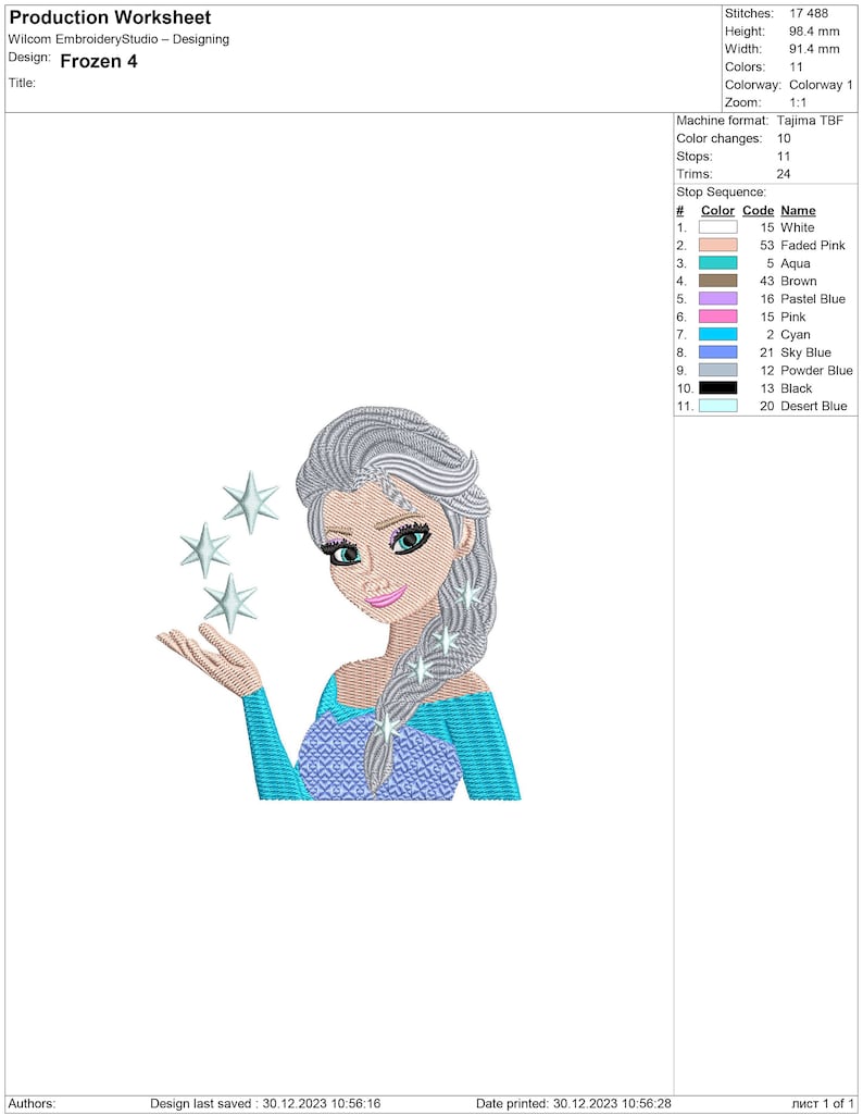 Princess Elsa, Frozen Inspired. Machine Embroidery Design File. Install ...