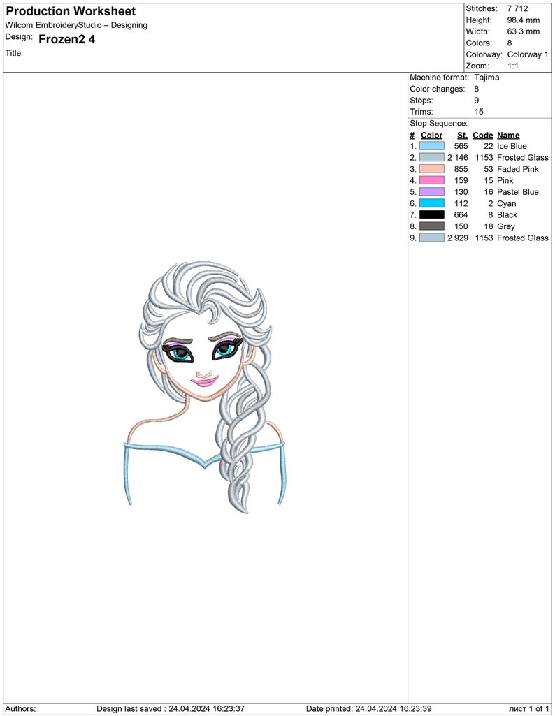 Princess Elsa, Frozen Inspired. Machine Embroidery Design File. Install ...