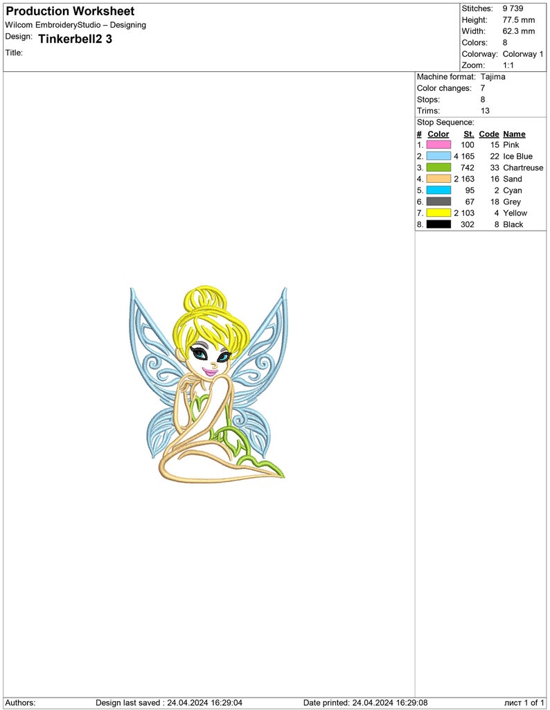 Tinkerbell – Fairy Tinker Bell Inspired. Machine Embroidery Design File ...