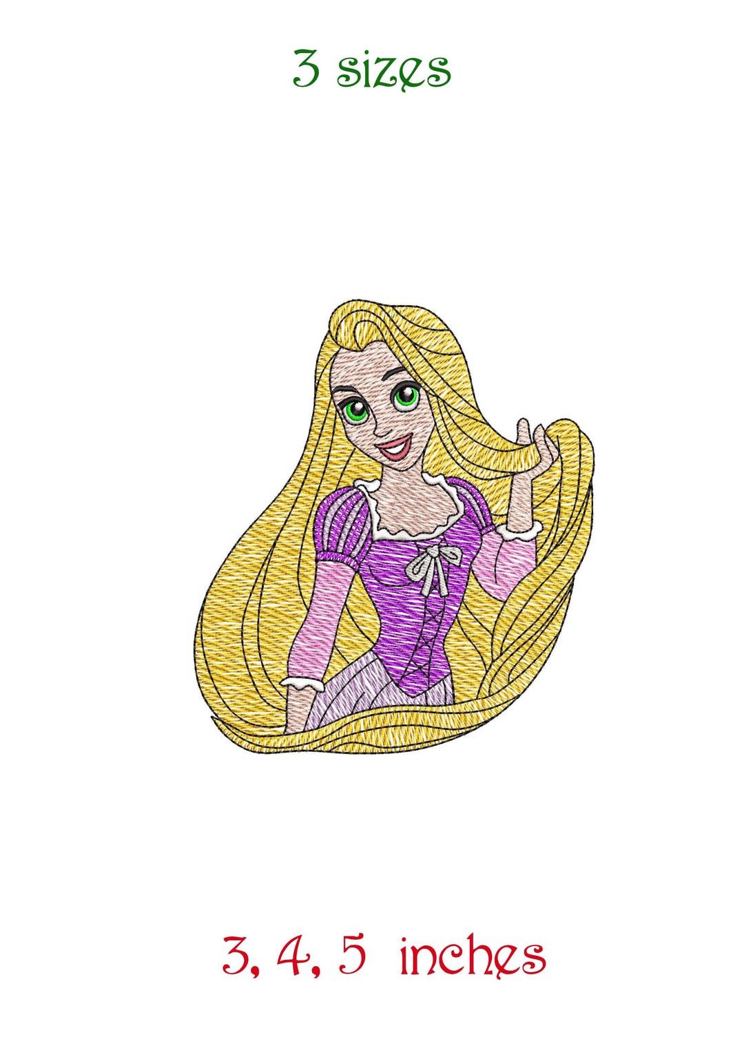 Artistic Sketch Rapunzel. Tangled Inspired. Outline Machine Embroidery ...