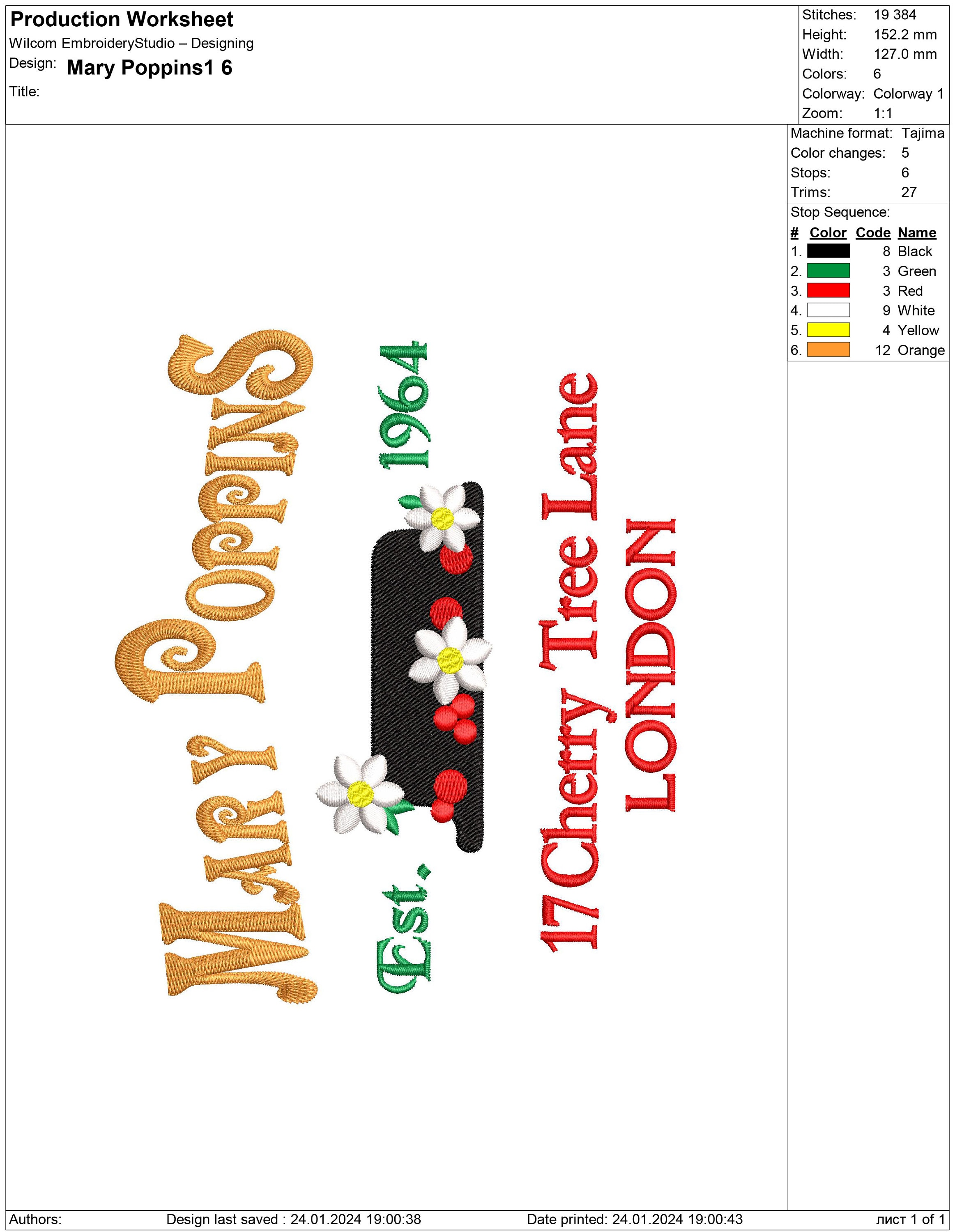 Abstract Logo. Mary Poppins Inspired Machine Embroidery Design ...