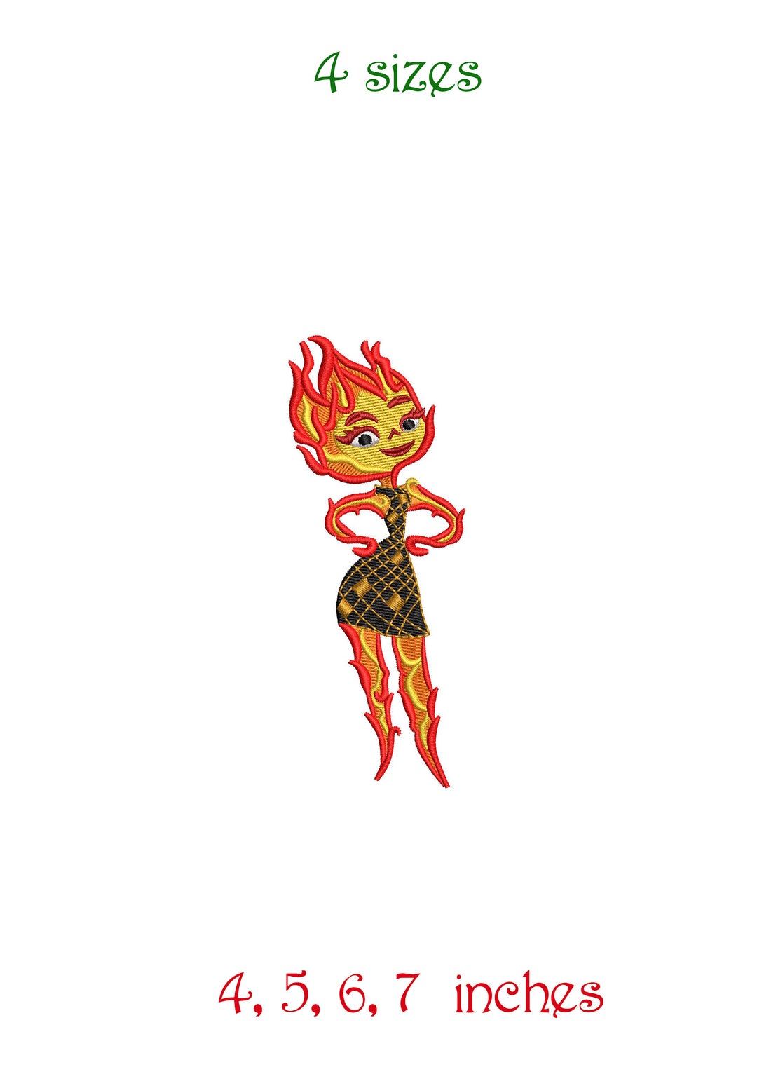 Elemental Inspired, Ember, Fire, Fire Girl. Machine Embroidery Design ...