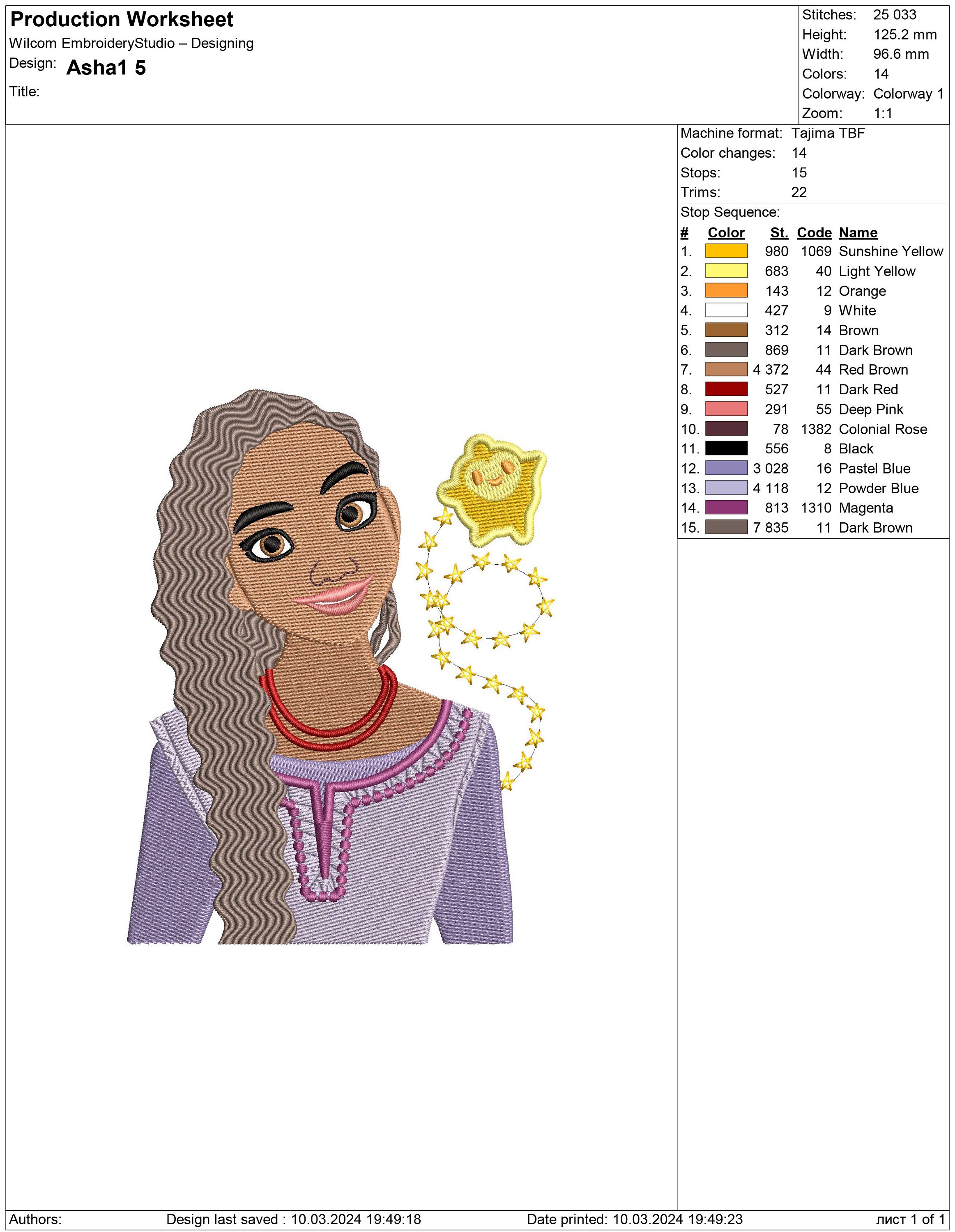 Asha and Star – Wish Inspired. Machine Embroidery Design File. Install ...