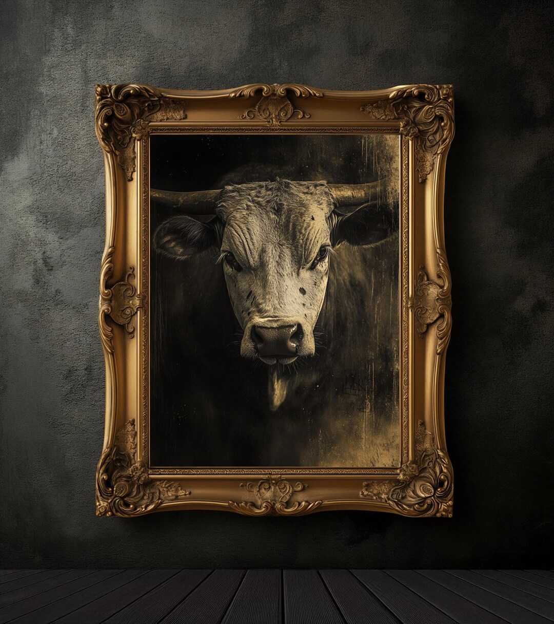 Moody Cow Print, Vintage Cow Poster, Dark Academia Print, Dark ...