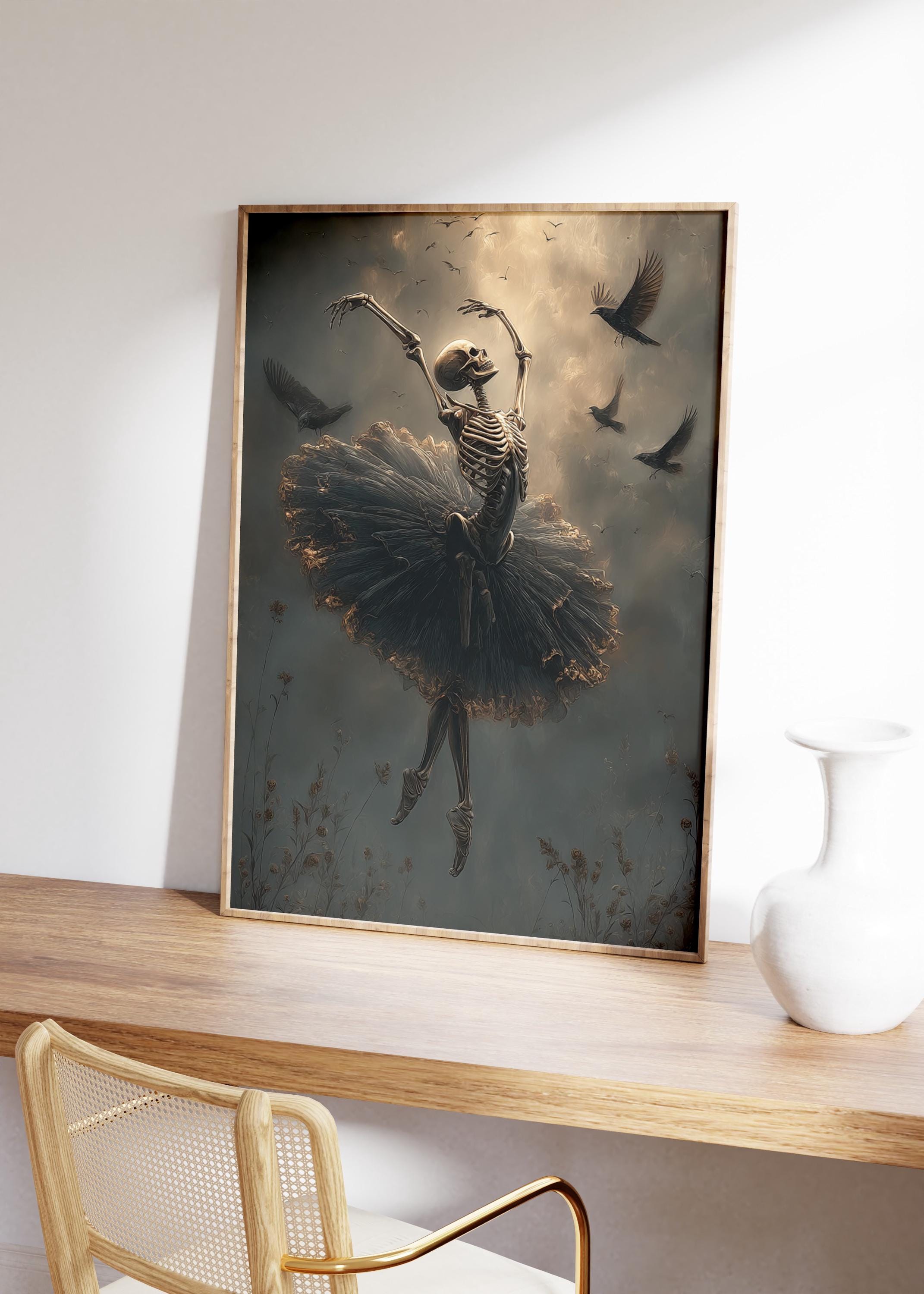 Moody Skeleton Ballerina Print, Halloween Ballet Poster, Dark Academia ...
